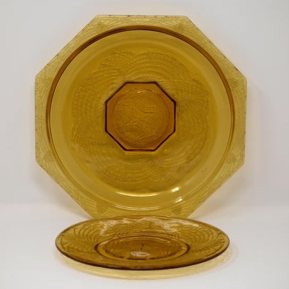 Vintage | Kitchen | 2 Vintage Amber Glass Plates Dishesshabby Chic ...